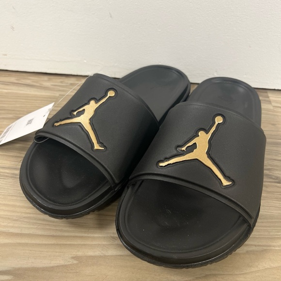 Jordan | Shoes | Air Jordan Jumpman Slides Black Metallic Gold Mens 8 ...